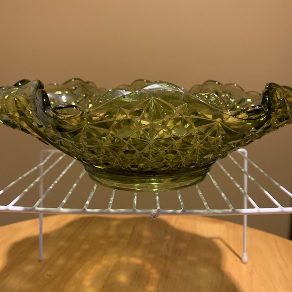 Daisy & Button | Accents | Vintage Daisy Button Green Heavy Glass Bowl ...